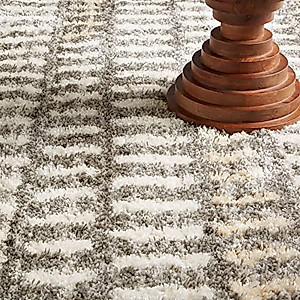 Home Dynamix The Spruce Marcella Louise Geometric Stripe Shag Area Rug, Gray/Ivory, 7'10"x10'5" Rectangle