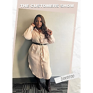 Dokotoo Womens Plus Size Casual Summer Spring Wrap Button Down Front Cotton Long Sleeve Maxi Dress Long Cardigan Beach Boho Cover Ups Shirt Dresses for Women 2023 White Small