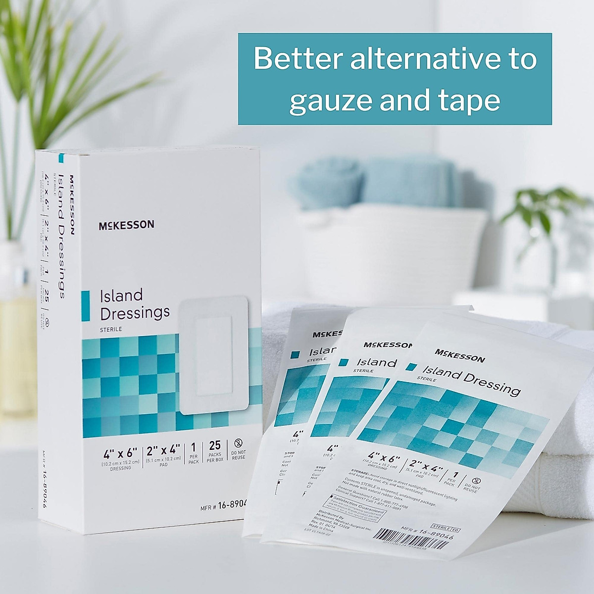 McKesson Island Dressing, Sterile, Polypropylene/Rayon, 4 in x 6 in, 25 Count, 1 Pack