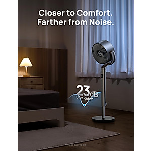 Dreo Standing Fan, 120°+120°Omni-directional Oscillating Fan For Bedroom, 80 ft Circulator With Remote, DC Motor Quiet Pedestal Fans, Adjustable Height, 8 Speeds, 3 Modes, 8H Timer, Home, PolyFan 502