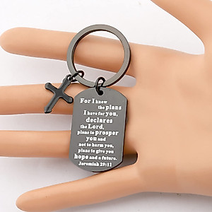 WSNANG Christian Gift Jeremiah 29:11 Keychain I Know The Plans I Have for You Keychain Religious Jewelry Christian Fans (black)