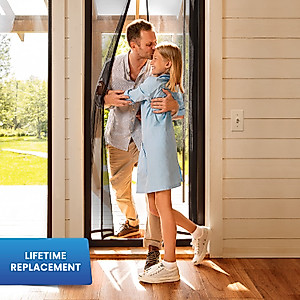 FLUX Heavy Duty Fiberglass Magnetic Screen Door - Durable Upgraded Mesh, Fits 38" x 82" Doors, Easy Install, Auto-Closing, Pet-Friendly, Bug Barrier, Hands-Free, Patio Screen Mesh for Door