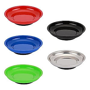 EMENTOL 5PCS 6-Inch Round Magnetic Tray Set, Stainless Steel Magnetic Bowl, for Screws, Nuts, Bolts, Metal Parts