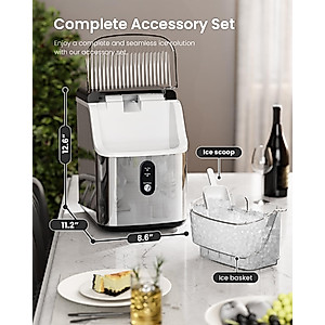 AGLUCKY Nugget Ice Maker Countertop,35Lbs/24H Pebble Ice Maker with Chewable Ice,Self-Cleaning Pellet Ice Maker with Ice Scoop,One-Click Operation,for Home/Kitchen/Office(Silver)