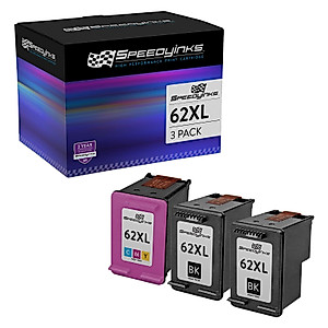 SPEEDYINKS Remanufactured Ink Cartridge Replacement for HP 62XL 62 XL C2P05AN High Yield to use with HP Envy 7640 5660 5545 7644 7645 OfficeJet 5740 5746 Series Printer (2 Black, 1 Tri-Color, 3-Pack)