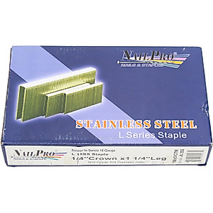 NailPro 1/4" Crown x 1-1/4" Leg Stainless Steel - 5,000 pcs. of "L Series" Staples - JAL15SS