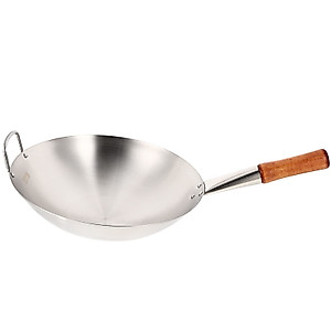 Kichvoe Round Bottom Carbon Steel Wok Pan，Carbon Steel Pow Wok，Wok And Stir Fry Pans For Home and Professional Cooking-12.5Inch