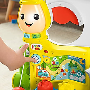 Fisher-Price HCK56​​ Laugh & Learn 3-in-1 On-The-Go Camper - UK English Edition, Musical Push-Along Walker and Activity Center for Infants and Toddlers, Multicolor, 52.8 cm*34.5 cm*50.4 cm