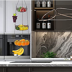 SimpleHouseware 3-Tier Fruit Hanging Basket, Bronze