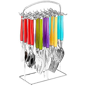 Gibson Home 105913.20 Santoro 20 Piece Set Plastic Handle Flatware on Hanging Rack, Multicolor
