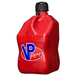 VP Racing Fuels Motorsport 5 Gallon Plastic Utility Jug Red w/ Deluxe 14 Inch Hose Kit (2 Pack) Fits Most Automotive Gas Tanks and Has Built-In Filter