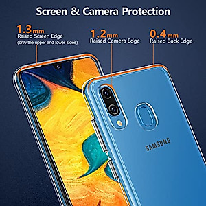 Rayboen Case for Samsung Galaxy A20 A30, Crystal Clear Non-Slip Anti-Yellowing Shockproof Protective Cover, Hard Plastic Back & Soft TPU Frame Thin Phone Case for Samsung Galaxy A20 A30 6.4 inch