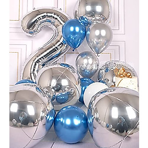 AULE Silver Orbz Balloon Decorations - Pack of 6, Jumbo 22 Inch 4D Metallic Silver Balloons, Large Foil Sphere Balloons, Big Round Mylar Balloons