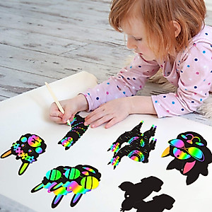 WATINC 60 pcs Alpaca Scratch Cards Art Set for Kids and Adults,DIY Color Card Art Craft Kit, Llama Carnival Party Favor,Llama Themed Fun Game, 6 Styles with Ribbon &Wood Stylus