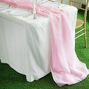 TABLECLOTHSFACTORY 22" x 80" Pink Premium Chiffon Table Runner for Weddings Party Banquets Decor Fit Rectangle and Round Table