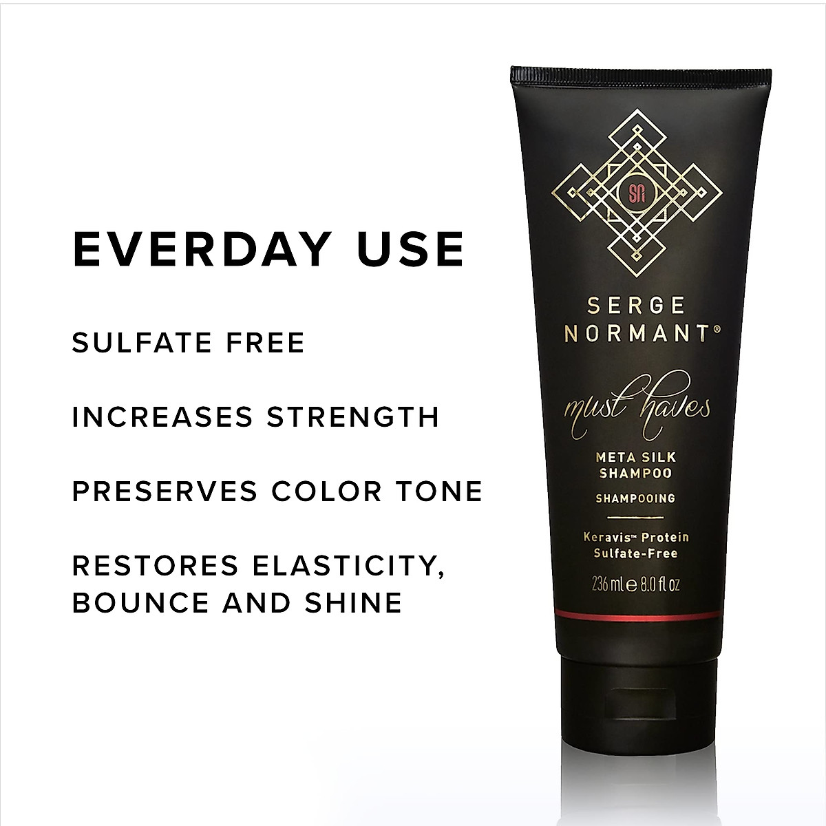 Serge Normant Meta Silk Shampoo, Sulfate Free Shampoo for Color Treated Hair, Men & Women, Soft, Silky Hair, Healthy Shine & Bounce, Gentle & Non-Stripping, Deep Clean, 8 fl oz.