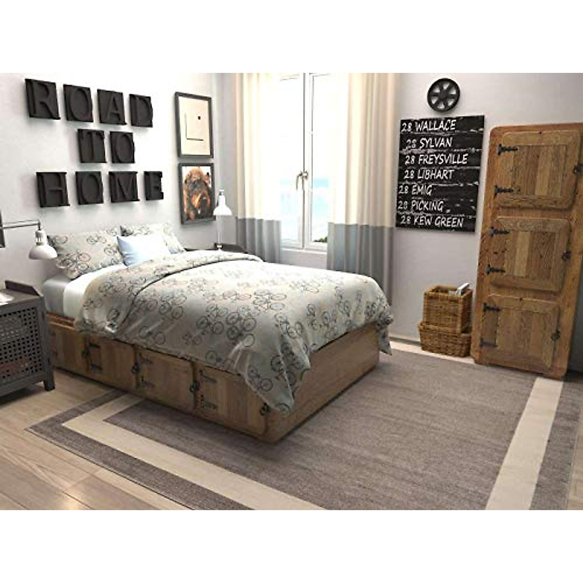 Unique Loom Del Mar Collection Area Rug-Transitional Inspired with Modern Contemporary Design, Square 8' 0" x 8' 0", Gray/Ivory