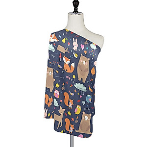 Nursing Cover Breastfeeding Scarf Forest Animals - Baby Car Seat Covers, Stroller Cover, Carseat Canopy (801j)