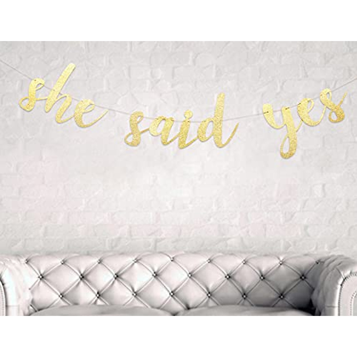 She Said Yes Golden banner - Golden Glitter Wedding Decorations, Proposal Bridal Party Shower Decoration, Miss to Mrs banner Ladies Photo Booth Props, Bridal Shower Decorations, Girl Banner Decoration Supplies