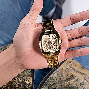 GUESS Men's 43mm Watch - Gold Tone Strap Champagne Dial Gold Tone Case