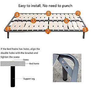2Pcs Adjustable Steel Bed Frame Center Slat Support Legs Replacement, Sofa Furniture Cabinet Feet,Bed Rail Support for Wooden Bed (Height:5.9 to 8.6 inch)