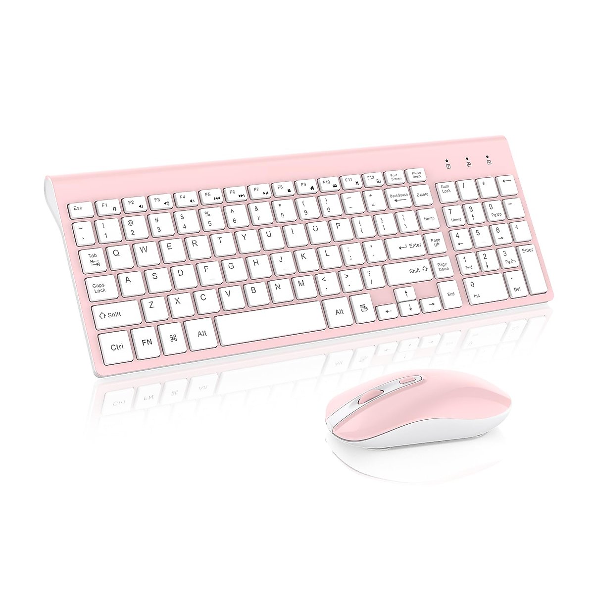 Pink Wireless Keyboard and Mouse Combo, cimetech Compact Full Size Pink Wireless Keyboard and Mouse Set 2.4G Ultra-Thin Sleek Design for Windows, Computer, Desktop, PC, Notebook, Laptop-(Pink)