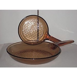 2 Corning Visions Vision Ware / Visionware Amber 7 inch & 10 inch Frying Pan / Skillet Set