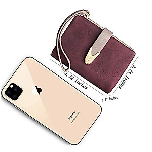 Pofee Womens Wallet Rfid Small Bifold Wallet,Ladies Zipper Card Cluth Coin Purse Wristlet (Purple)