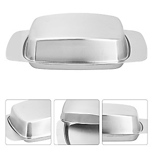 PACKOVE Stainless Steel Butter Box Butter Dish With Lid Stainless Steel Butter Tray Covered Butter Dish Metal Butter Dish Butter Holder Container Butter Keeper For Kitchen