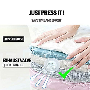 Travel Compression Bags Vacuum Space Saver Bags 6 Pack 27.5 x 18inch Compressed Closet Organizers and Storage Bags No Pumps Needed Plastic Vacuum Bag Clothing Moving Blanket Mattress Bedding Comforters Portable Little Space Waterproof Storage Sealed Ziplo