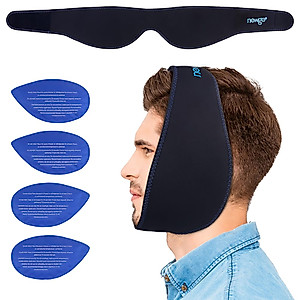 NEWGO Wisdom Teeth Head Wrap - Jaw Ice Pack for Face Oral Surgery, FSA/HSA Eligible with 4 Hot/Cold Gel Pack for TMJ, Tooth Extraction, Tonsillectomy Recovery