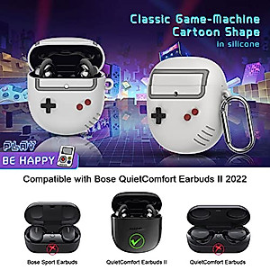 [6in1 Set] Cute Case for Bose QuietComfort Earbuds II Case(2022), Shockproof Protective Bose QuietComfort Earbuds ii Case Cover Bose QC ii Earbuds Silicone Accessories with Carabiner & Lanyard
