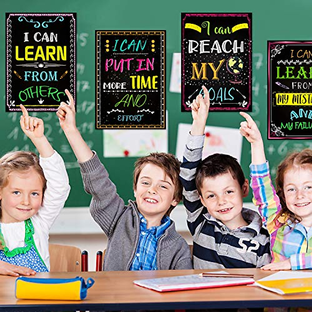 14 Motivational Posters for Classroom What is Your Mindset Bulletin Board Decoration, Inspirational Sign Positive Quote Wall Art I Can for Office Teachers Students School Classroom Decorations