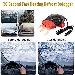 Portable Car Heater New Upgrade 2 in 1 Cooler & Heater Fan Vehicle Electronic Air Heater 12V 150W Car Windshield Heater Defogger Demister Defroster Plug Into Cigarette Lighter Car Windscreen Fan
