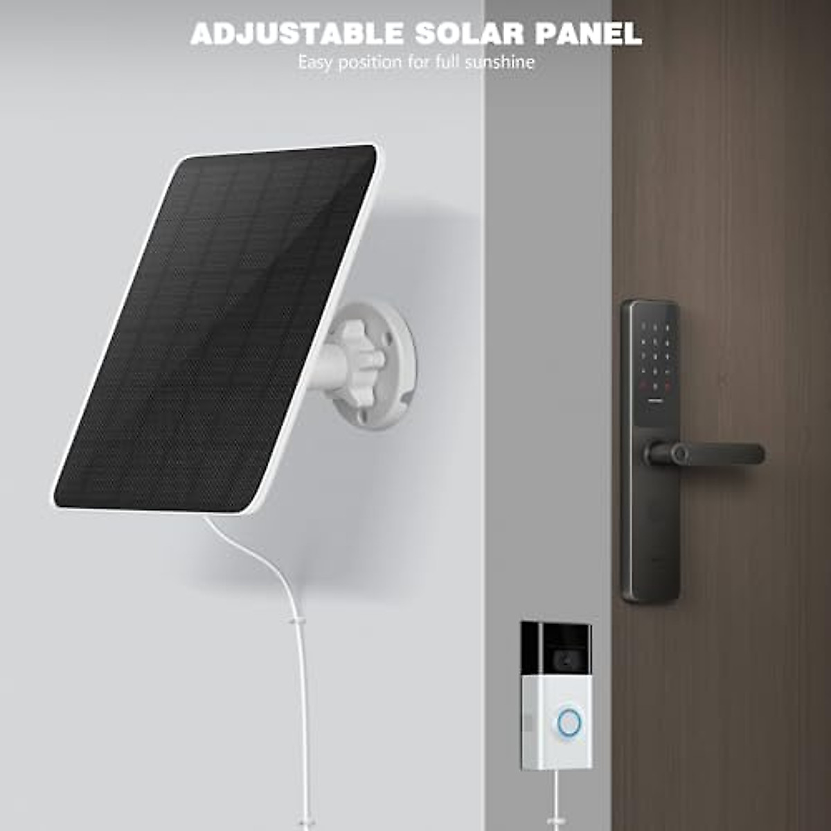 Solar Panel for Ring Doorbell, 6W Solar Panel Compatible with Ring Video Doorbell 2, Video Doorbell 3, Video Doorbell 3+, Video Doorbell 4 and Video Doorbell Plus
