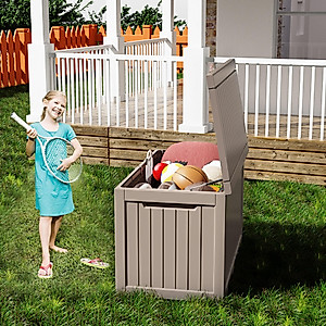 KFY deck box,XXL 230 gallon Resin Large outdoor storage box waterproof and sunproof Loackable Suitable for patio furniture and outdoor garden tool storage (lightbrown)