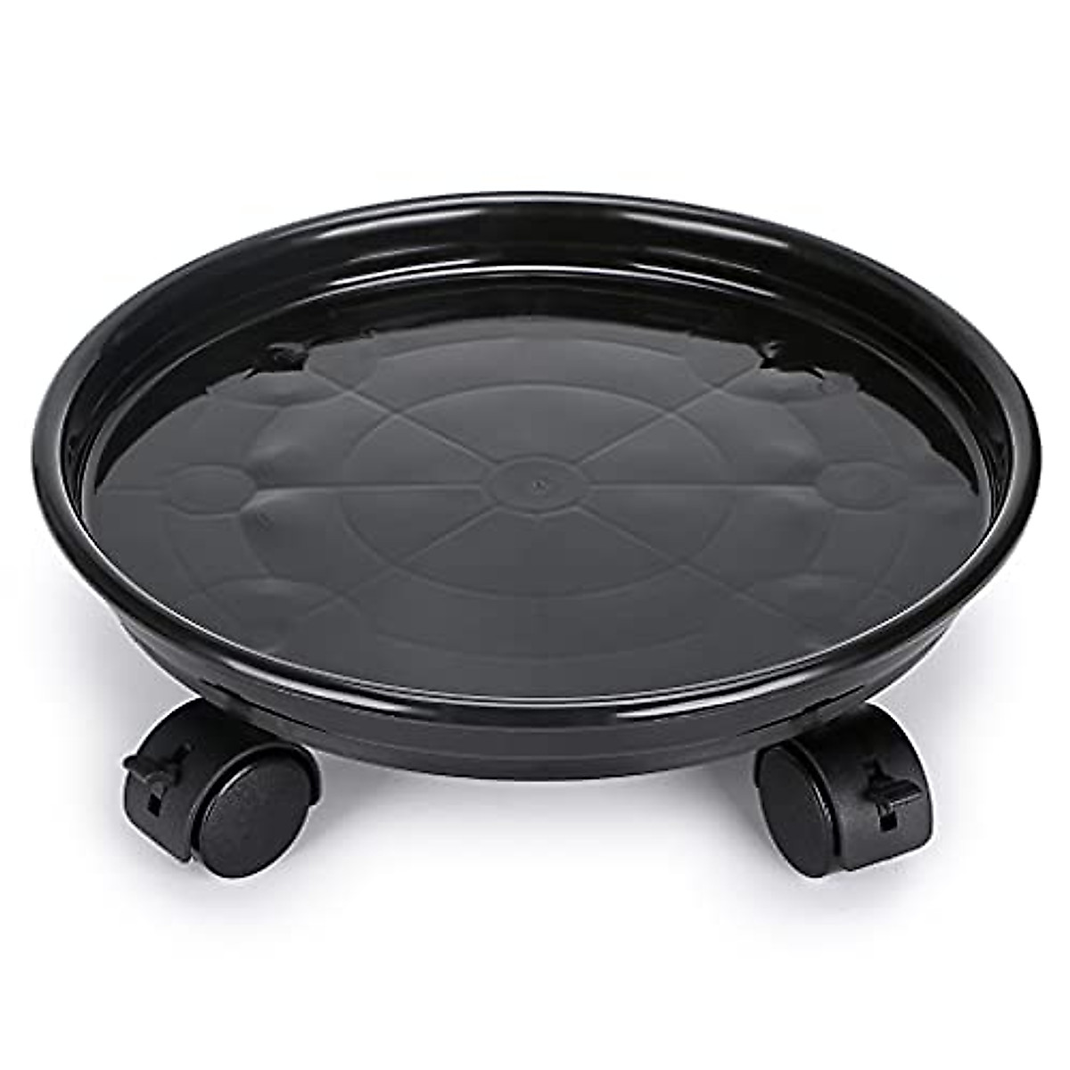 Skelang 4-Pack Plant Caddy 11.8 Inches, Plant Pallet with Brake Wheels, Plant Stand Roller for Indoor and Outdoor Heavy Duty Planter, Load Capacity 125 Lbs (Black)