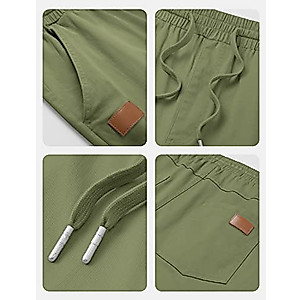 2023 Stylish Mens Chino Shorts Casual Dress Shorts Stretch Summer Twill Linen Shorts Drawstring Golf Shorts(Green,3XL)