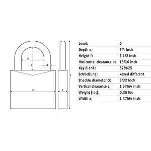 ABUS 80TI/40 Titalium™ Aluminum Alloy Padlock Keyed Different- Long Nano Protect Steel Shackle (1-1/2")