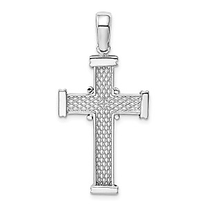 Solid 14k White Gold Latin Cross Pendant Charm - 41mm x 20mm