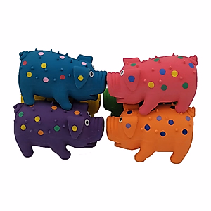 Hoiasem 6 Pack 4 Inch Mini Latex Dog Squeaky Toys Polka Dot Piglet Pig Dog Toy for Mimi Small Dogs