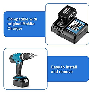 【18 Volt 6.0Ah BL1860B】 2Packs Replacement Battery and Charger for Makita 18V Battery Lithium BL1860 BL1850 BL1845 BL1840 BL1830 BL1820 BL1815 BL1860B Battery + 1 Charger for Makita 14.4v-18V Battery