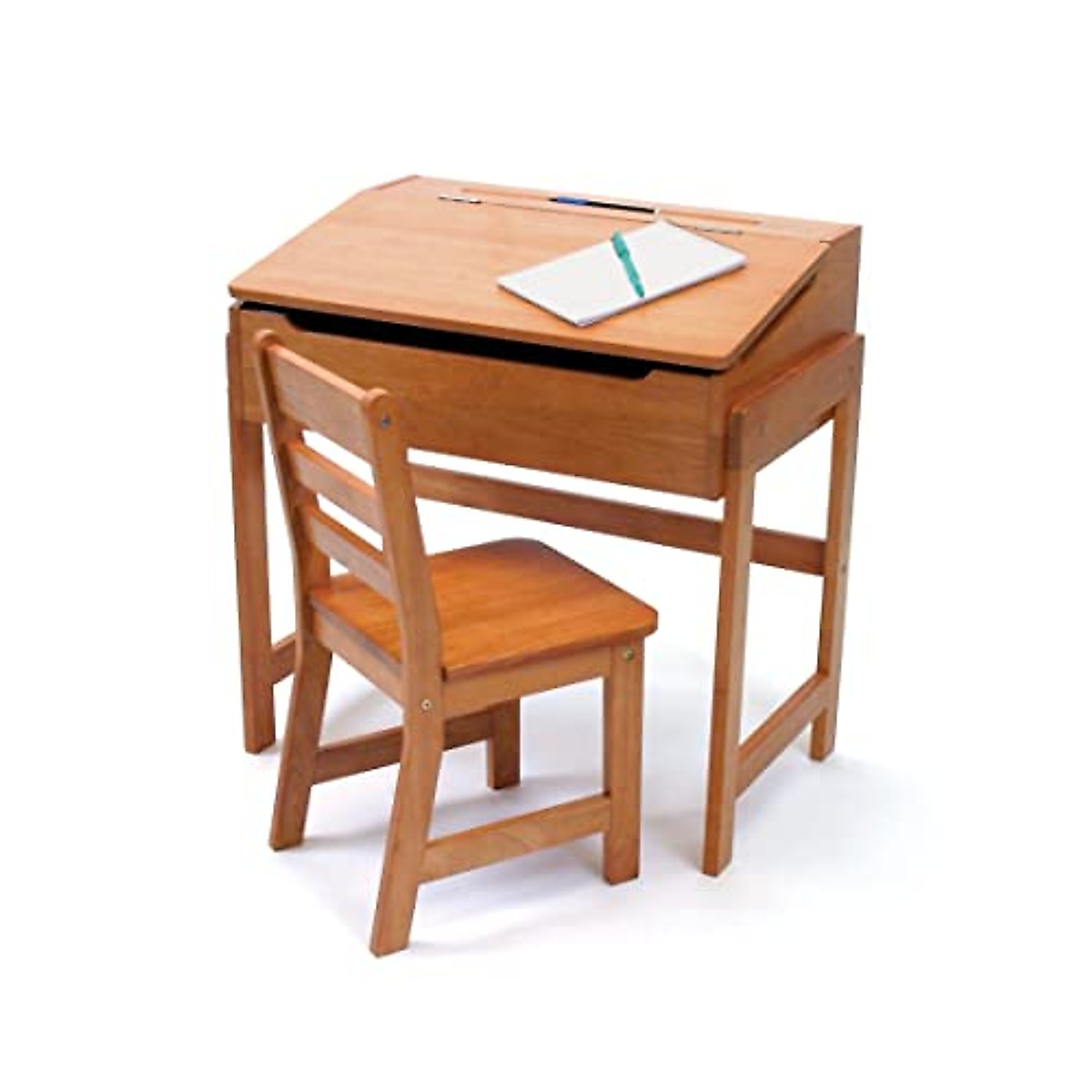 Lipper International Child's Slanted Top Desk & Chair, Pecan Finish