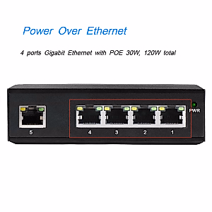 OLYCOM 5-Port Industrial POE Gigabit Ethernet DIN-Rail Switch 4 x Gigabit Ethernet Ports with POE 30W, 120W Total IP40 Operating Temperature -40° – 75°C (-40° – 167°F)