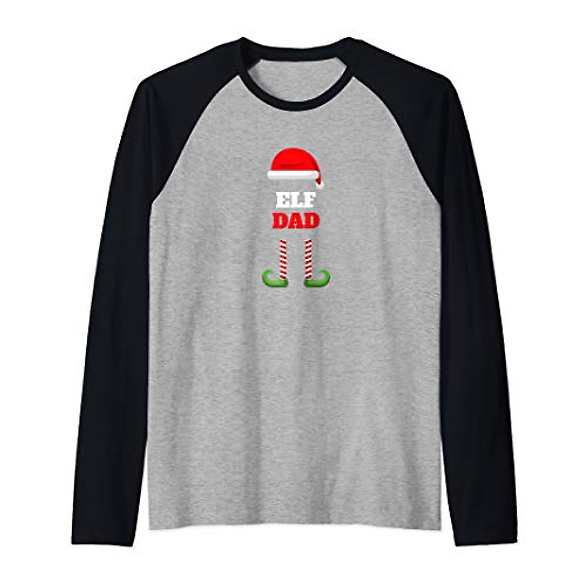 Elf Dad | Dad Stocking Stuffer Gift | Funny Ugly Christmas Raglan Baseball Tee