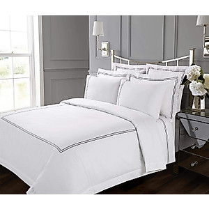 Lincove Luxury Duvet Cover Set - 100% Cotton Sateen Duvet Cover - Ultra Soft Premium Hotel Quality Design Bedding Set - 400 Thread Count (Seville, Queen)
