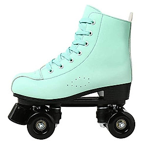 Roller Skates for Women, Outdoor High Top Leather Street Women Skates, Adjustable Indoor Double Row Skates for Beginner Adults Men Girls Unisex with Carry Bag (Black Wheel,37/US:7)
