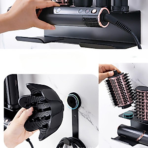 GENCAM Airwrap Wall Mount Organizer for Shark Flexstyle, Aluminum Alloy Storage Holder for Shark 430/440 Flexstyle, Wall Mount Holder for Shark Flexstyle and Attachments (Black)