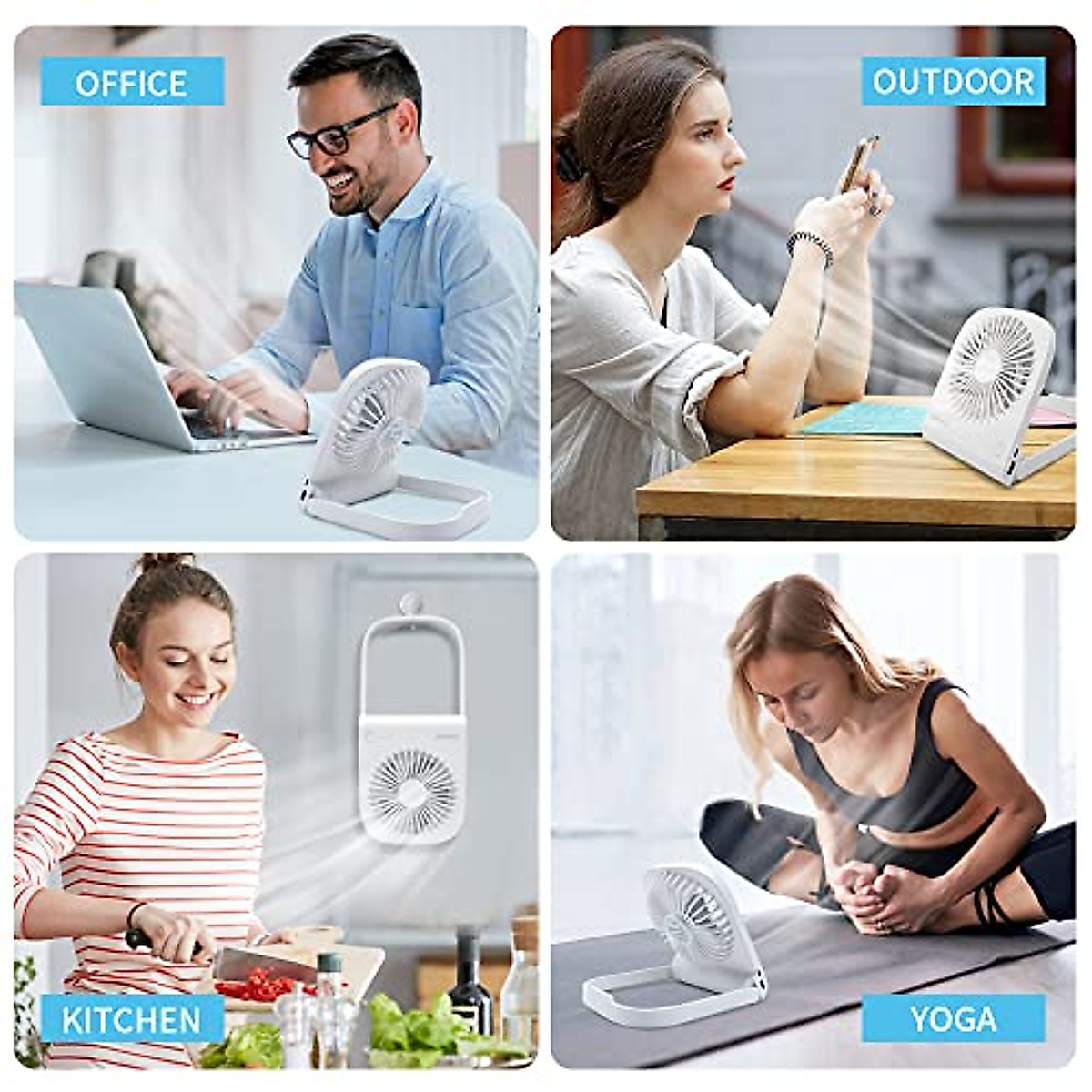 behappi 3 Speed 4800mah portable rechargeable Small Room Air Circulator desktop Fan Quiet 180° Adjustable