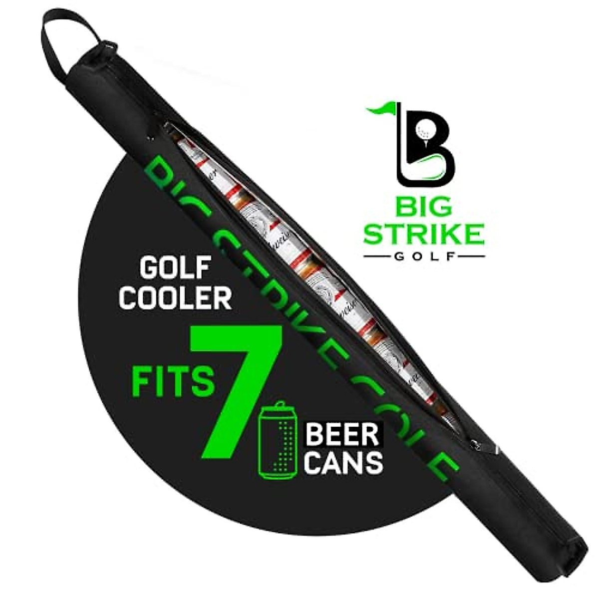 Big Strike Golf - Beer Sleeve for Golf Bag, Fully Insulated Beer Sleeve Cooler. Fits 7 Cans Discreetly in Your Golf Bag. Keeps Beverages Ice Cold While Playing Golf. Great Gift.